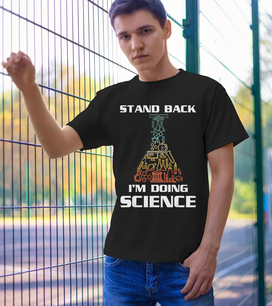 Stand Back I'm Doing Science STEM Beaker Icons Chemistry Physics Biology T-Shirt
