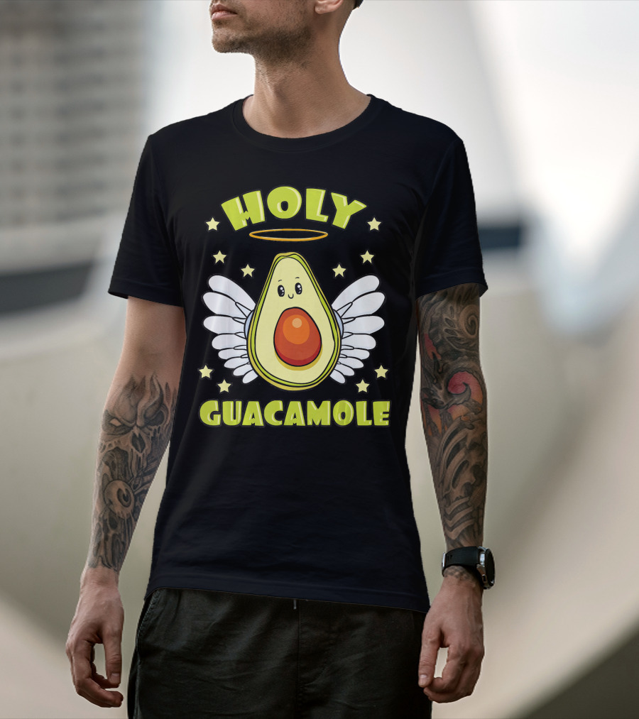 Holy Guacamole Avocado Angel With Halo And Wings T-Shirt