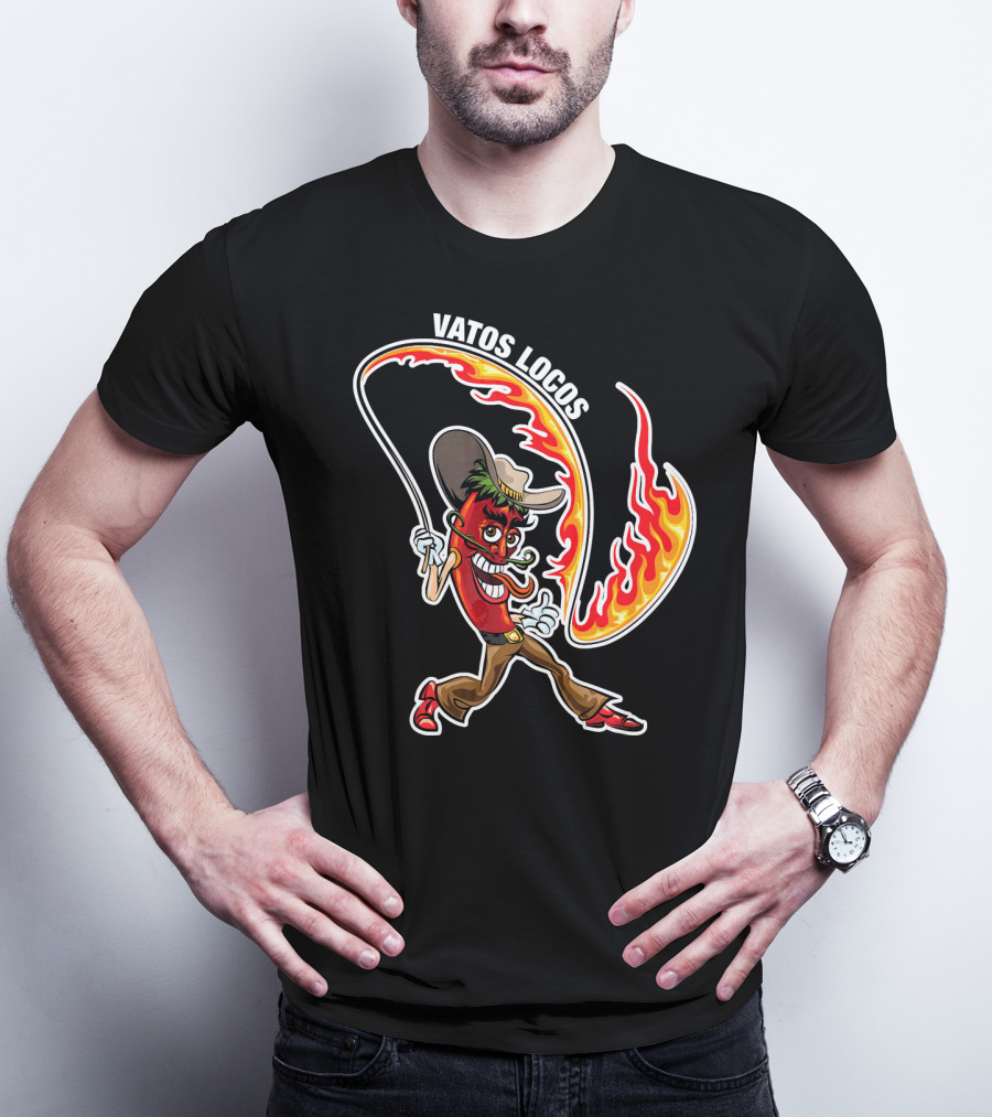 Vatos Locos Spicy Fire Rope Mexico Chili Pepper Cowboy T-Shirt