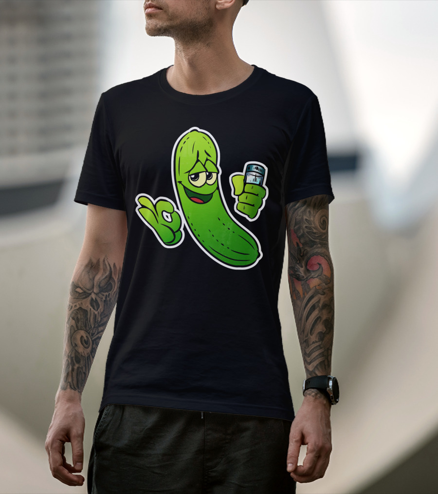 Funny Cool Pickle With Salt Shaker Spicy Vegetables Cucu T-Shirt