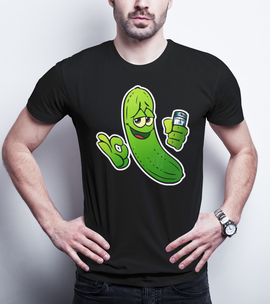 Funny Cool Pickle With Salt Shaker Spicy Vegetables Cucu T-Shirt
