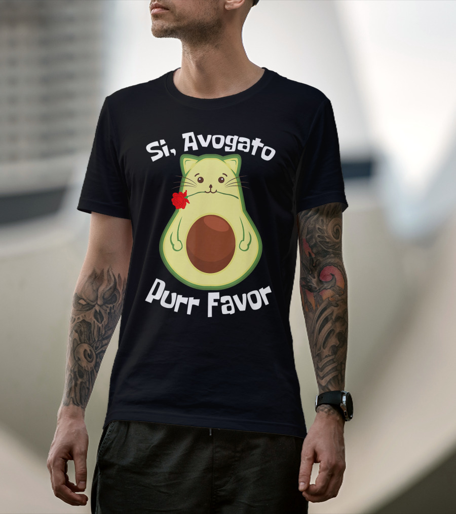 Si, Avogato Purr Favor Funny Avocado Guacamole Cat T-Shirt