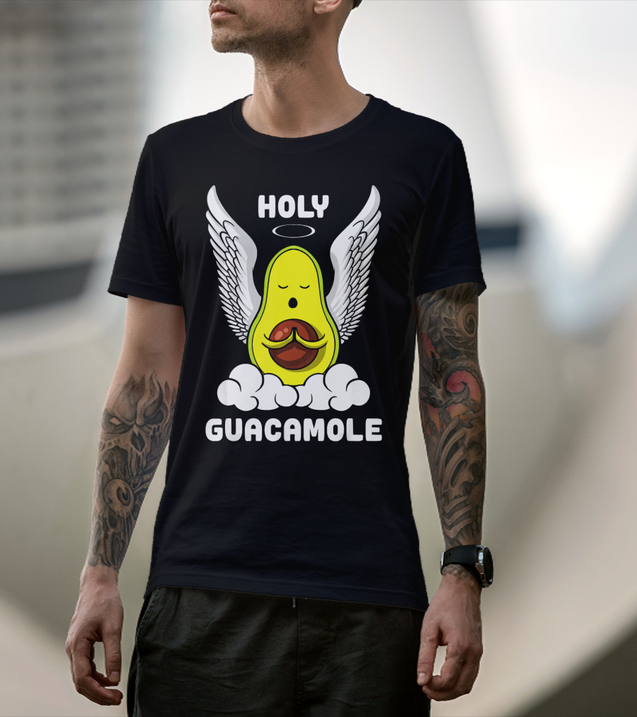 Holy Guacamole Avocado Angel With Wings Vegan Funny T-Shirt
