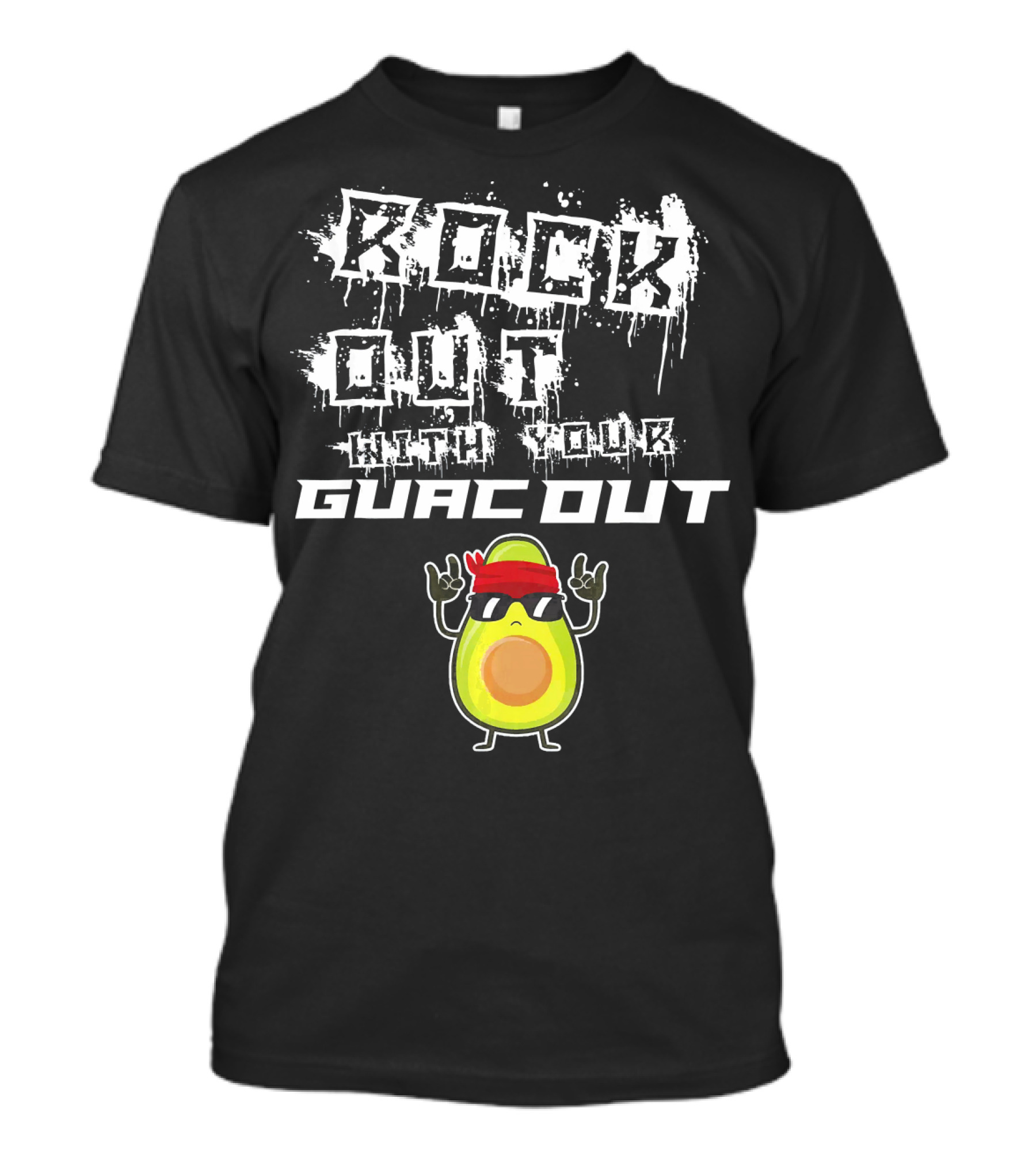 Rock Out With Your Guac Out Avocado Bandana Sunglasses T-Shirt