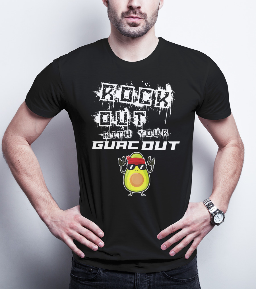 Rock Out With Your Guac Out Avocado Bandana Sunglasses T-Shirt