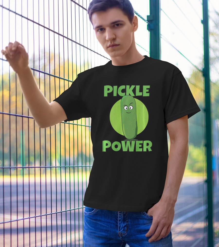 Pickle Power I Love Pickles Smiling Cartoon Pickle Character T-Shirt