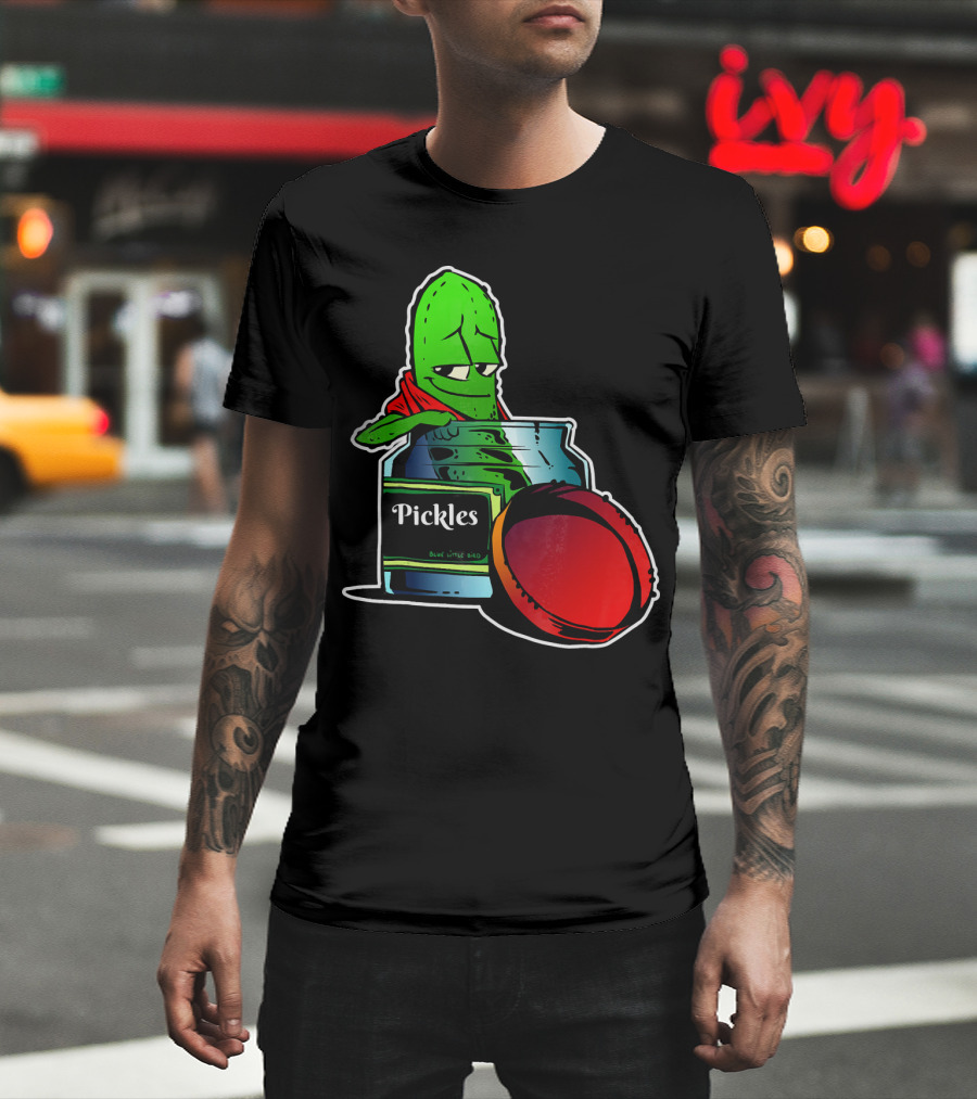 Pickles In Jar Funny Pickle Lover With Blue Lid And Red Sauce T-Shirt
