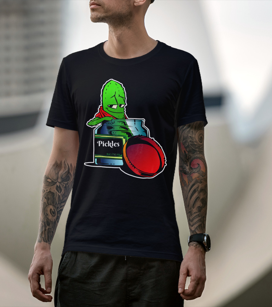 Pickles In Jar Funny Pickle Lover With Blue Lid And Red Sauce T-Shirt