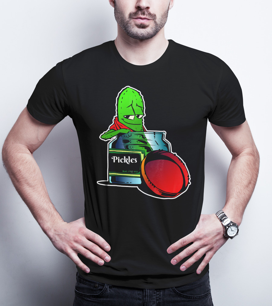 Pickles In Jar Funny Pickle Lover With Blue Lid And Red Sauce T-Shirt