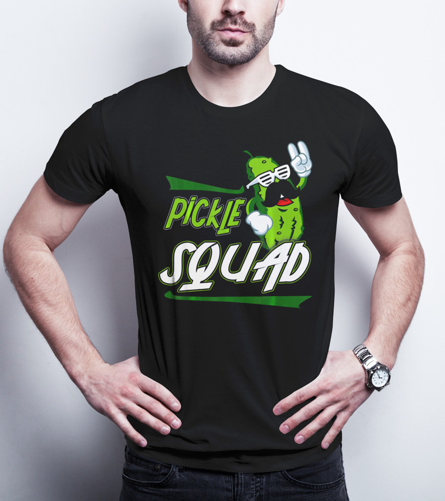 Pickle Squad Great Pickles Lover Retro Cool Mustache Rocker T-Shirt