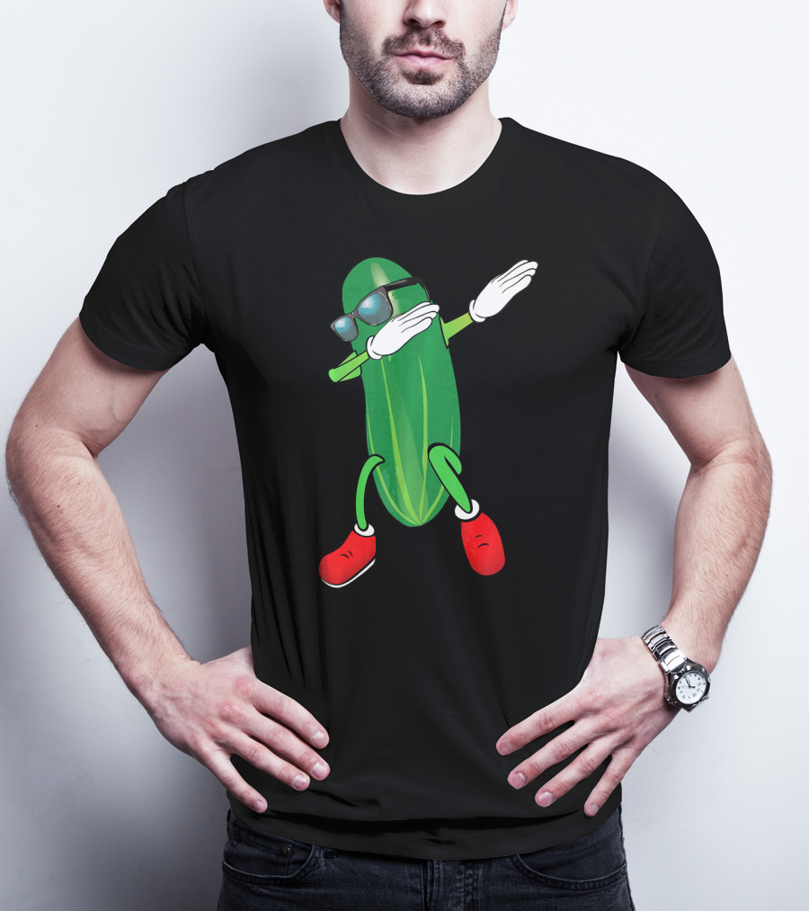 Dabbing Cucumber Pickle With Sunglasses And Red Shoes T-Shirt