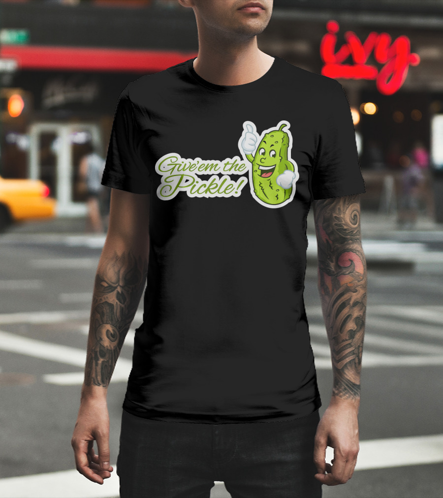 Give'em The Pickle Thumbs Up Cartoon Character T-Shirt