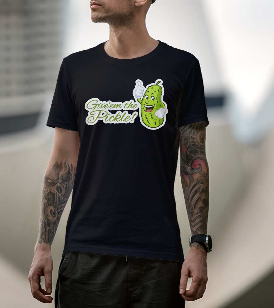 Give'em The Pickle Thumbs Up Cartoon Character T-Shirt