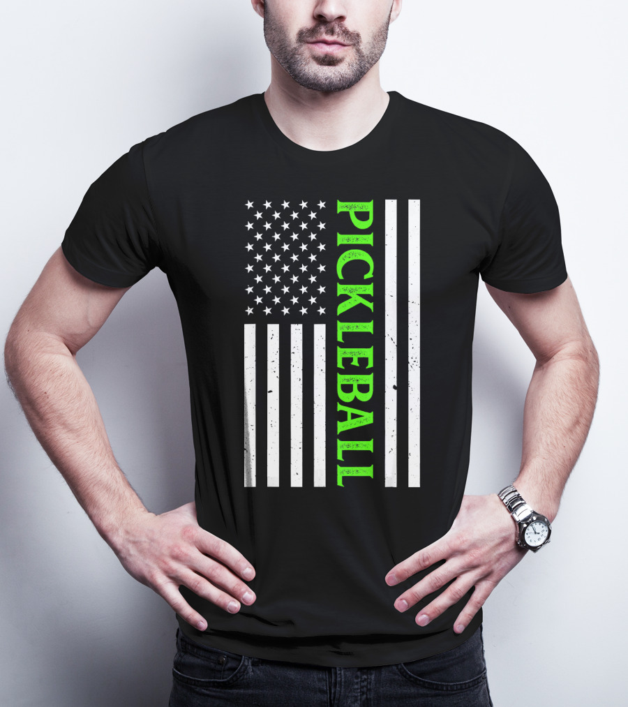 Pickleball Vintage Distressed American Flag T-Shirt