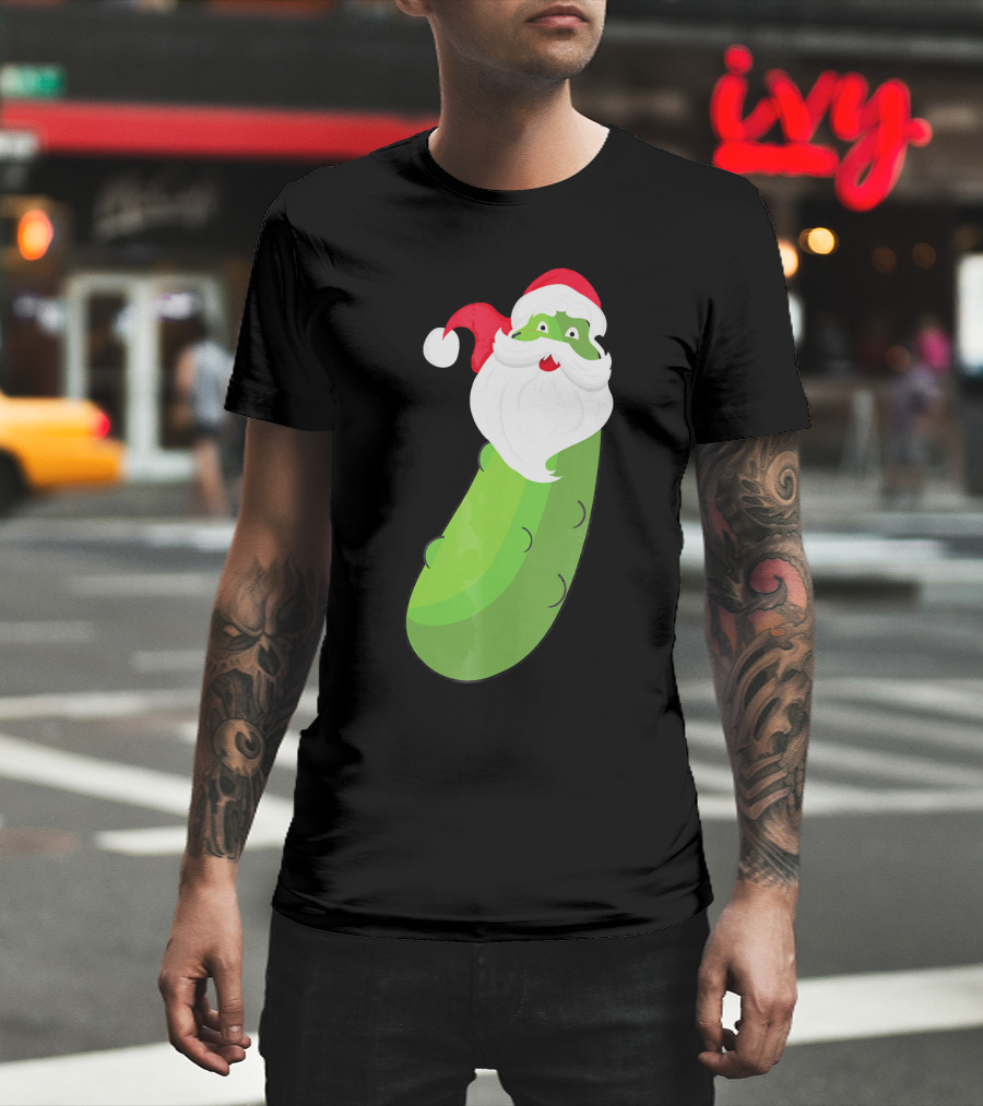 Lucky Pickle Funny Christmas Santa T-Shirt