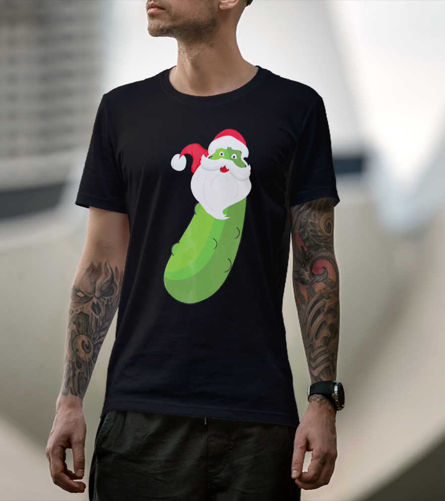 Lucky Pickle Funny Christmas Santa T-Shirt