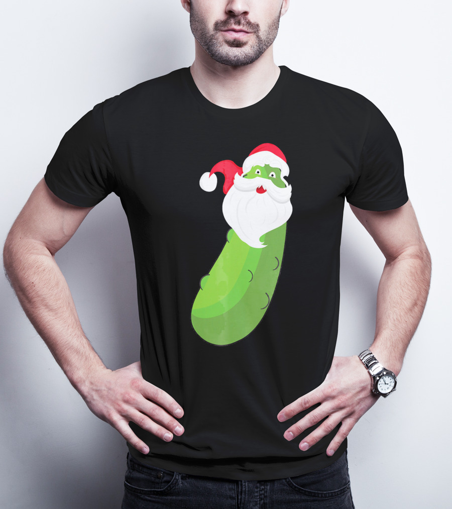 Lucky Pickle Funny Christmas Santa T-Shirt