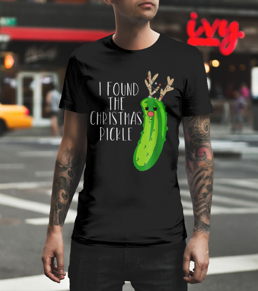 I Found The Christmas Pickle Reindeer Antlers Holiday Humor T-Shirt