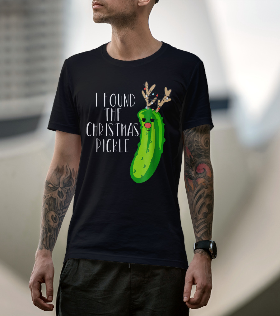 I Found The Christmas Pickle Reindeer Antlers Holiday Humor T-Shirt