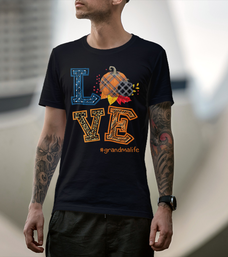 LOVE Plaid Pumpkin #grandmalife T-Shirt