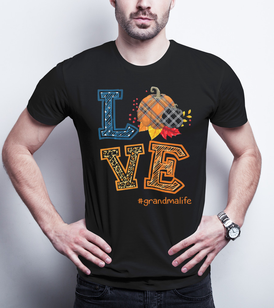 LOVE Plaid Pumpkin #grandmalife T-Shirt