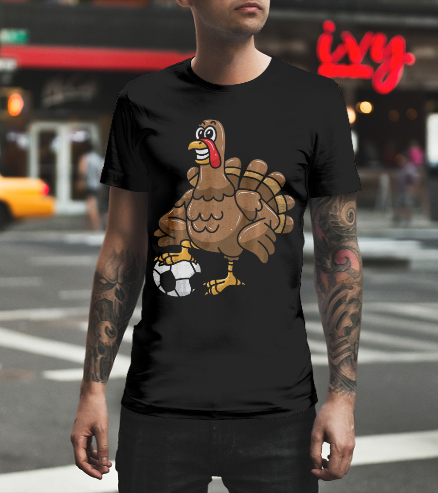 Thanksgiving Turkey Soccer Football Player T-Shirt