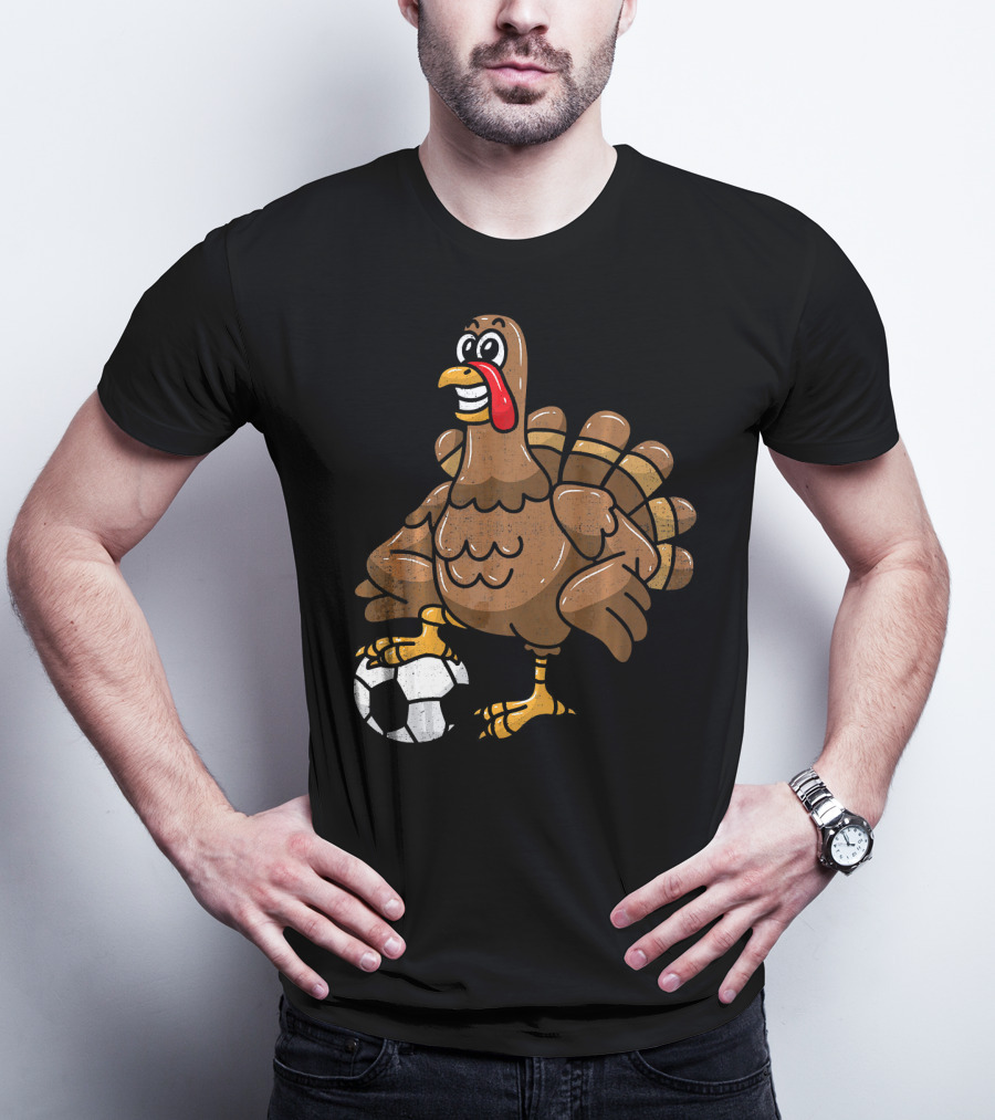 Thanksgiving Turkey Soccer Football Player T-Shirt