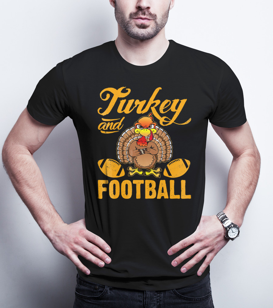Turkey And Football Thanksgiving Humor T-Shirt