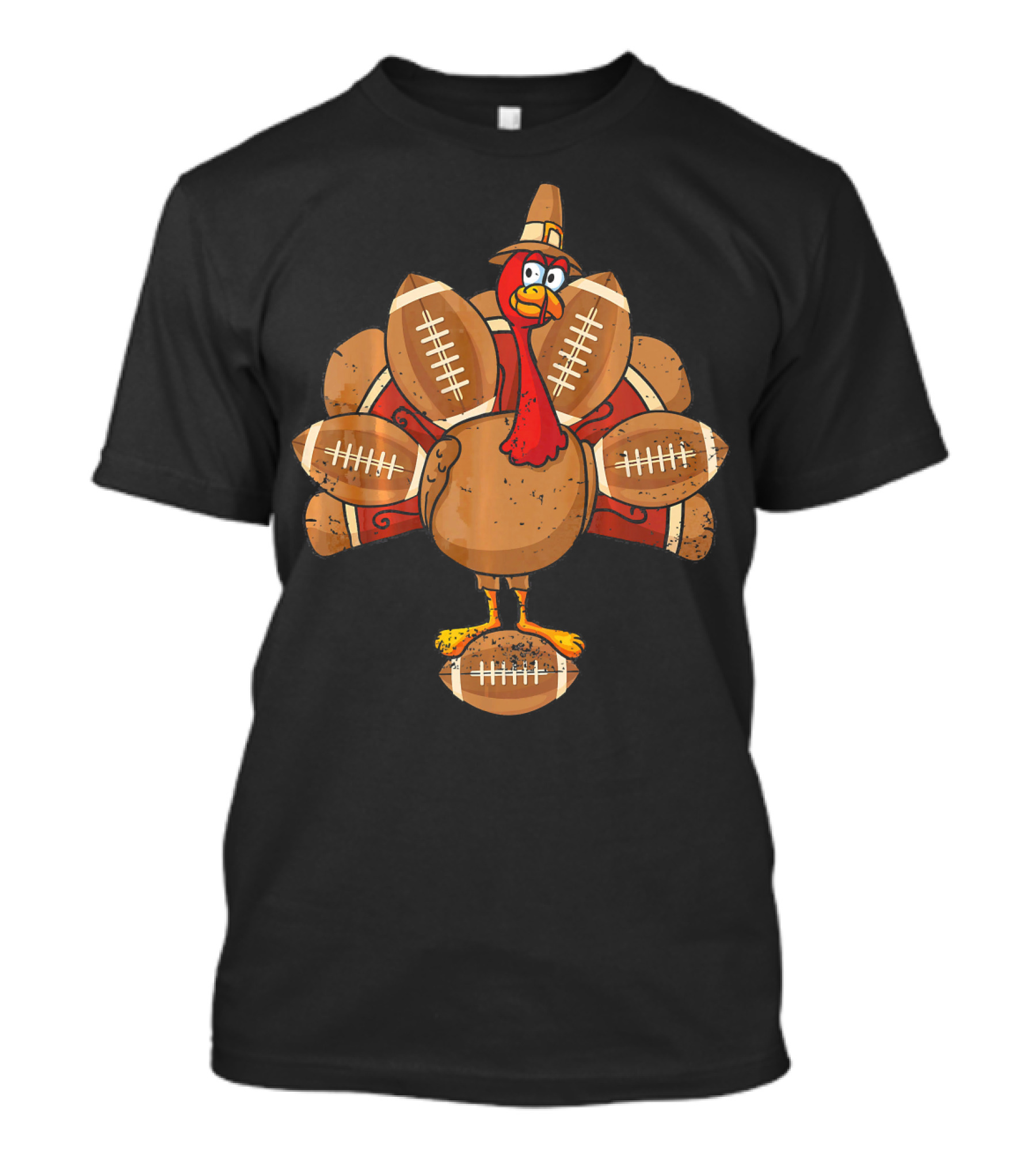 Thanksgiving Turkey With Football Feathers T-Shirt