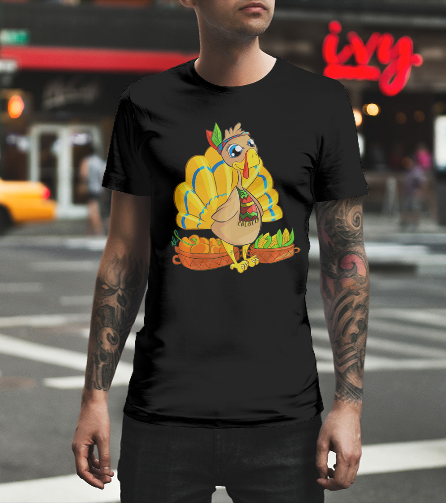 Thanksgiving Turkey Cartoon Harvest Cornucopia T-Shirt