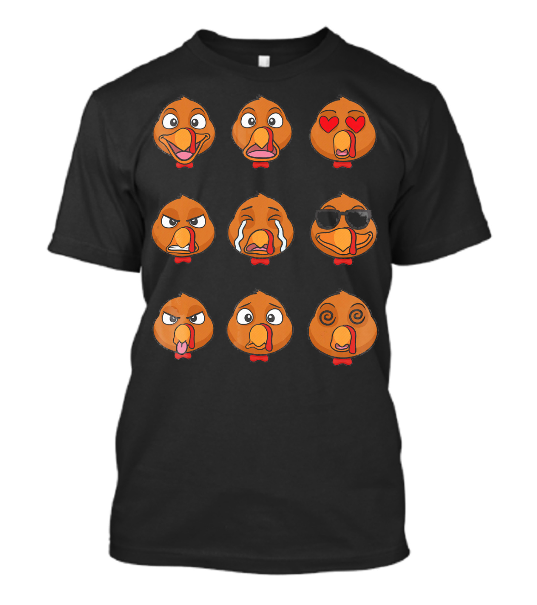Funny Turkey Emoji Faces Expressions T-Shirt