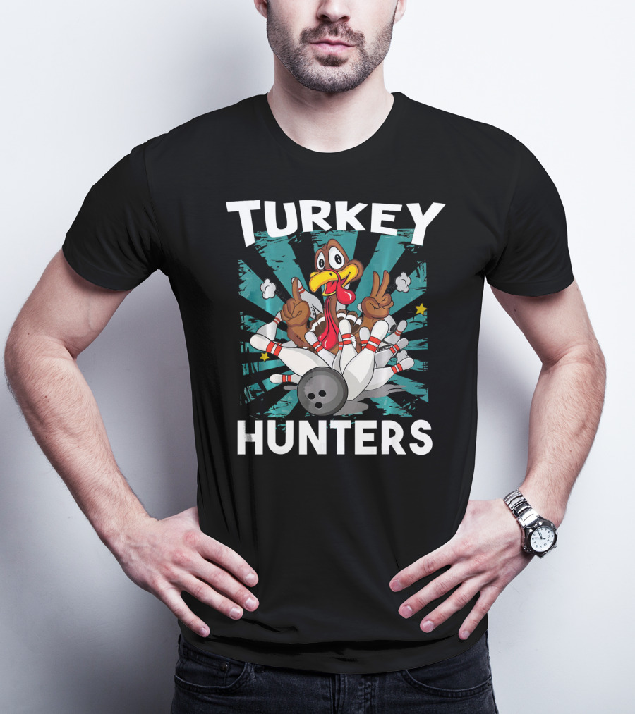 Turkey Hunters Funny Thanksgiving Bowling T-Shirt
