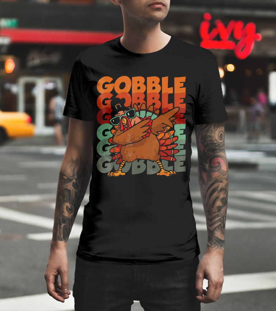 Gobble Gobble Dabbing Turkey With Sunglasses T-Shirt