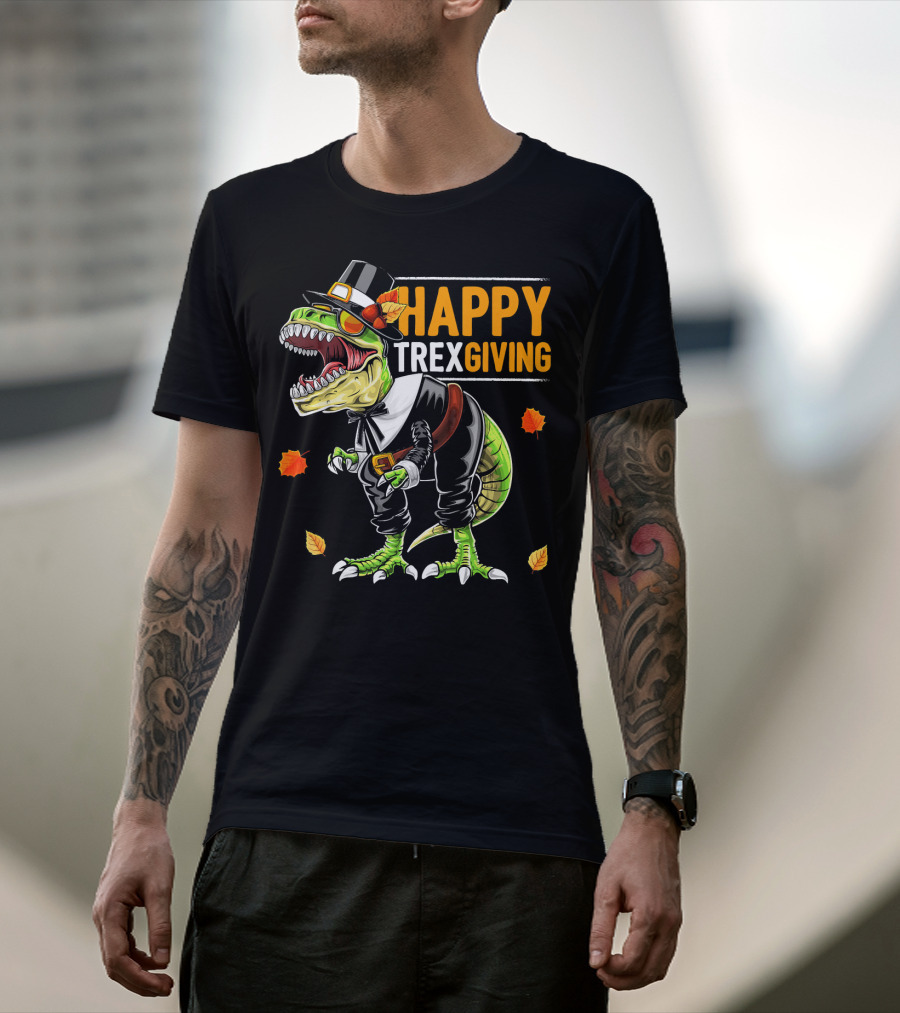 HAPPY TREXGIVING Dinosaur Pilgrim Thanksgiving T-Shirt