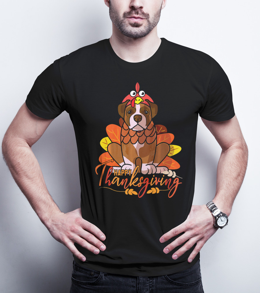 Happy Thanksgiving Boxer Dog Turkey Costume T-Shirt