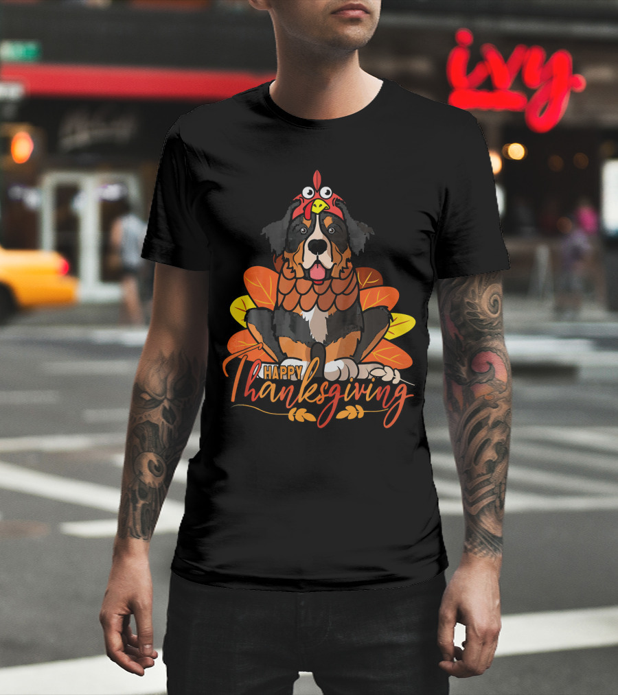 Happy Thanksgiving Funny Bernese Mountain Dog T-Shirt