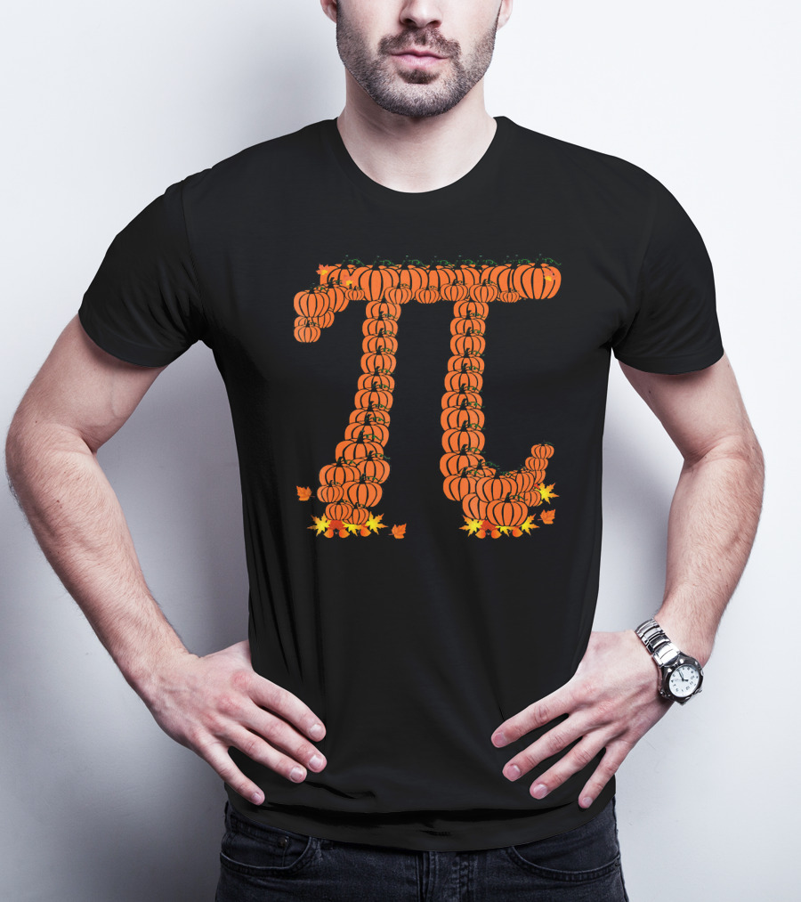 Pumpkin Pi Autumn Pattern With Leaves T-Shirt