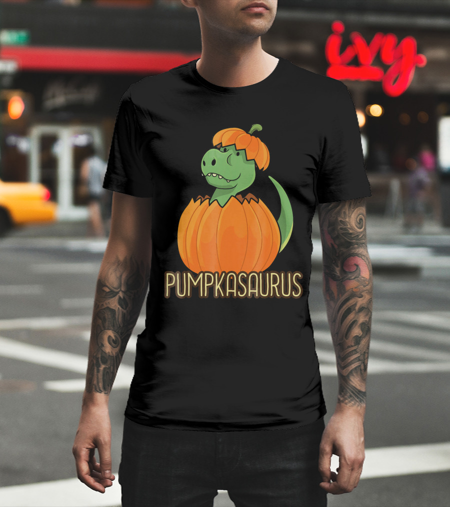 Pumpkasaurus Halloween Thanksgiving Dinosaur In Pumpkin T-Shirt