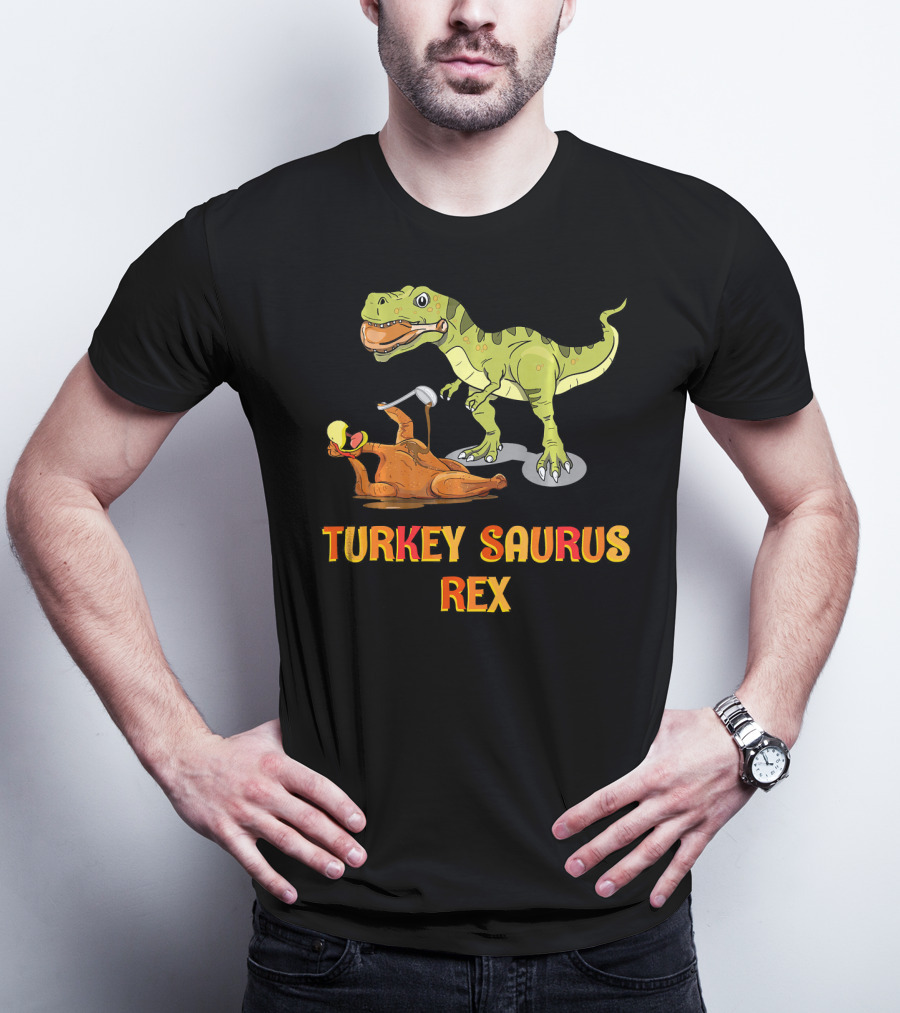 Thanksgiving Turkey Saurus Rex Dinosaur Humor T-Shirt