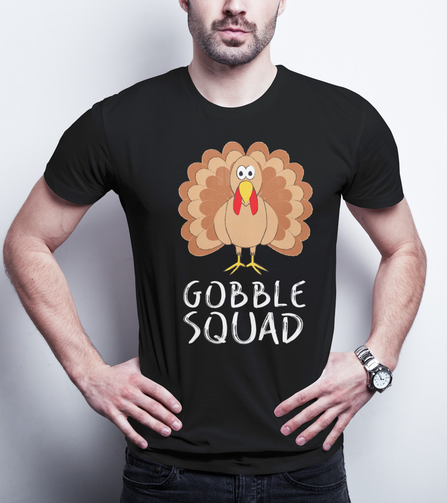 Gobble Squad Cute Turkey Trot Thankful Turkey T-Shirt