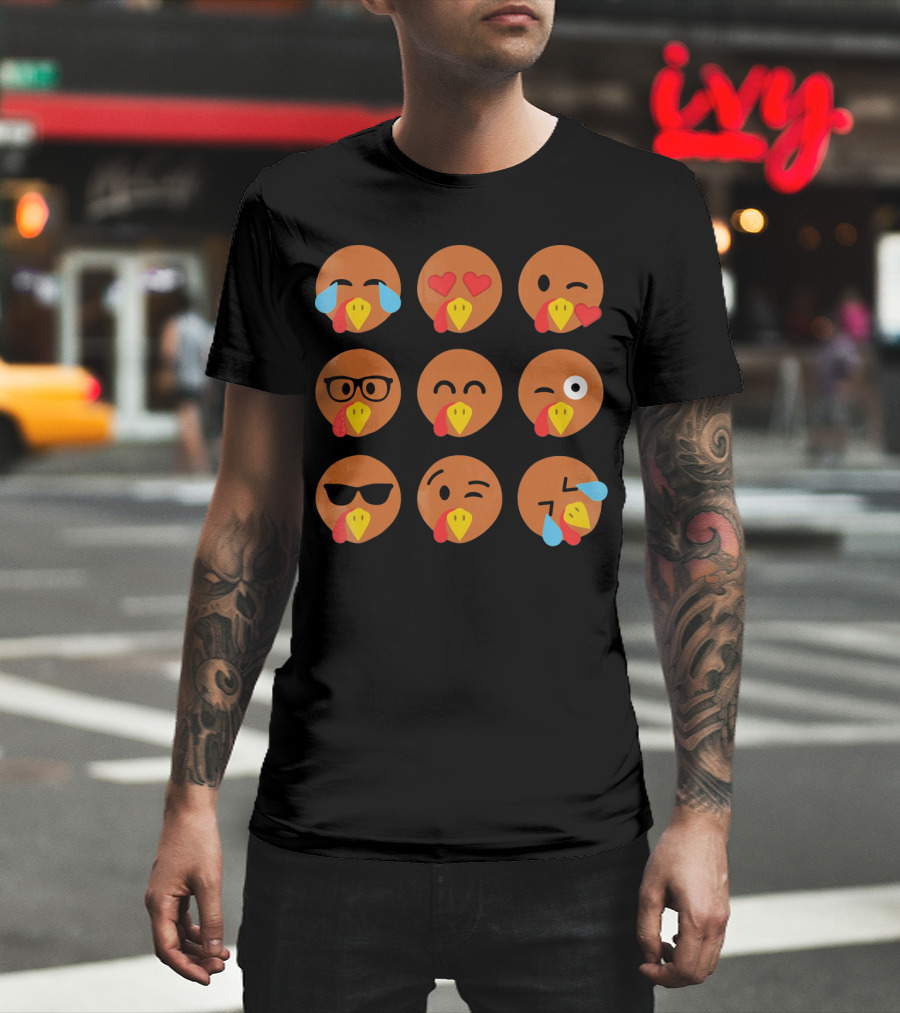 Turkey Emojis Crying Winking Heart Eyes Sunglasses Glasses Expressions T-Shirt