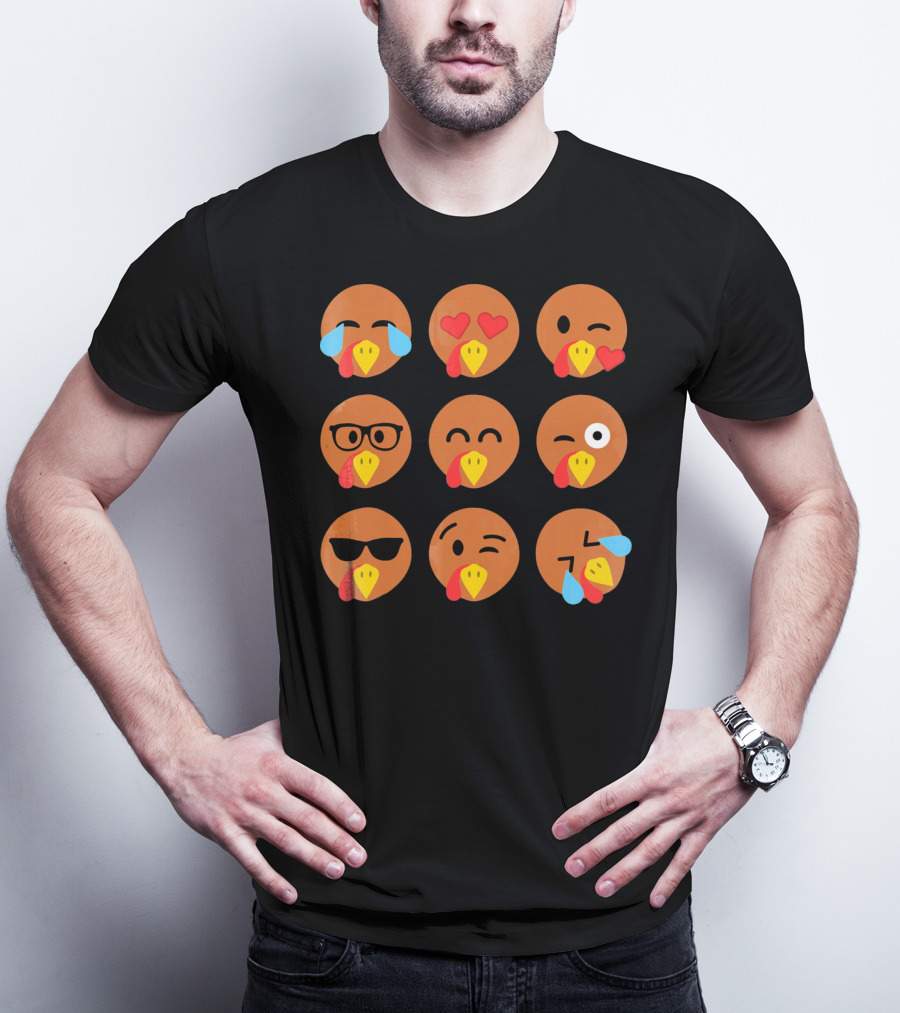 Turkey Emojis Crying Winking Heart Eyes Sunglasses Glasses Expressions T-Shirt