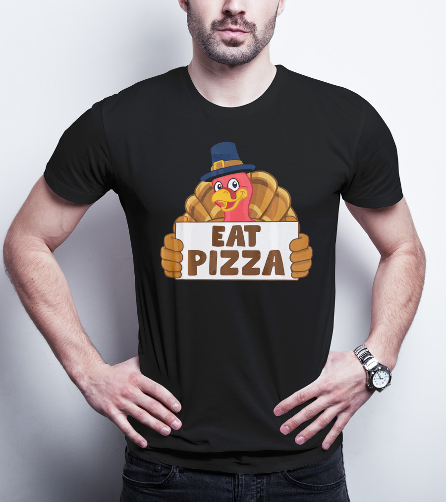 Funny Thanksgiving Turkey Eat Pizza T-Shirt