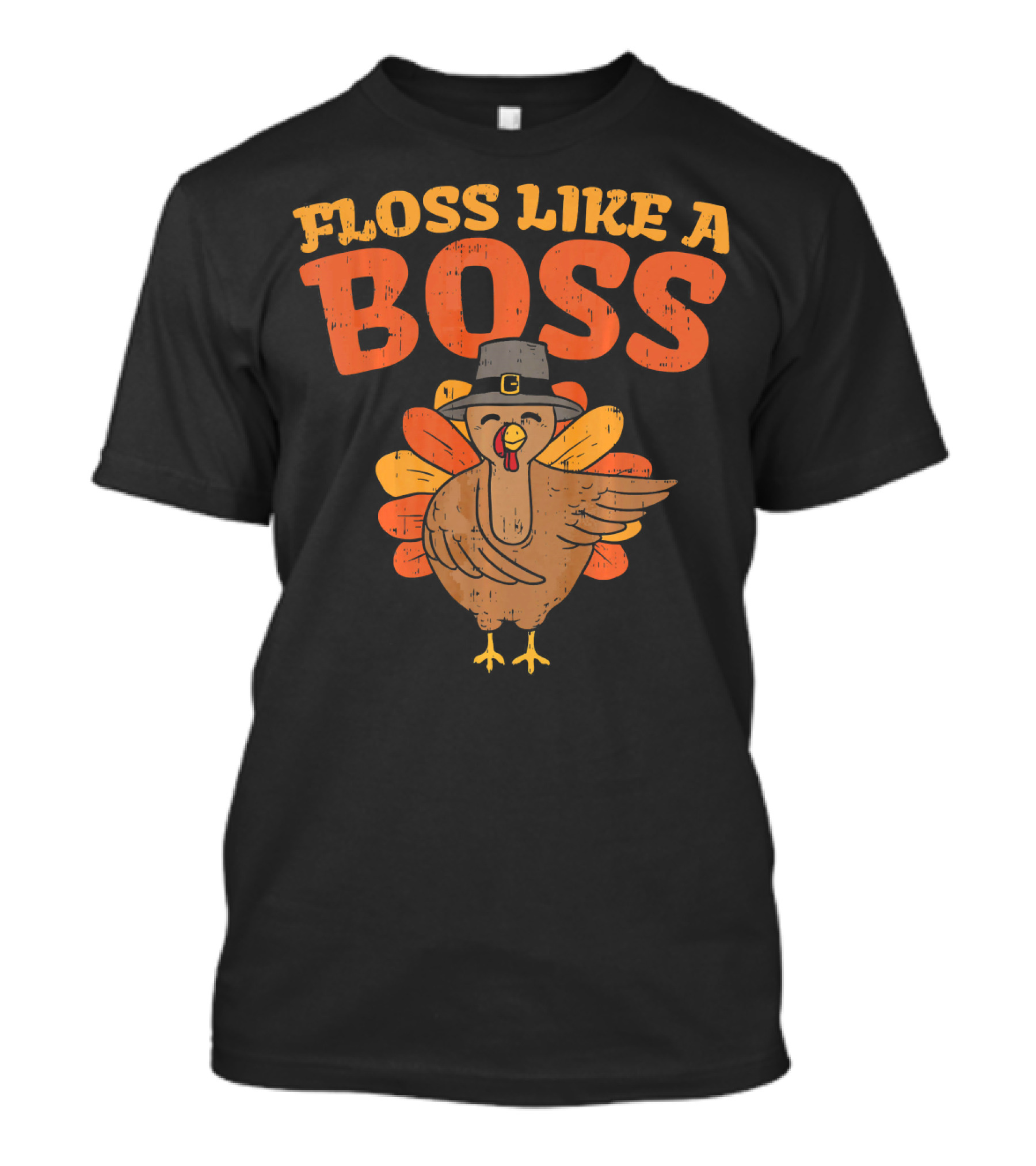 Floss Like A Boss Dancing Turkey With Pilgrim Hat T-Shirt