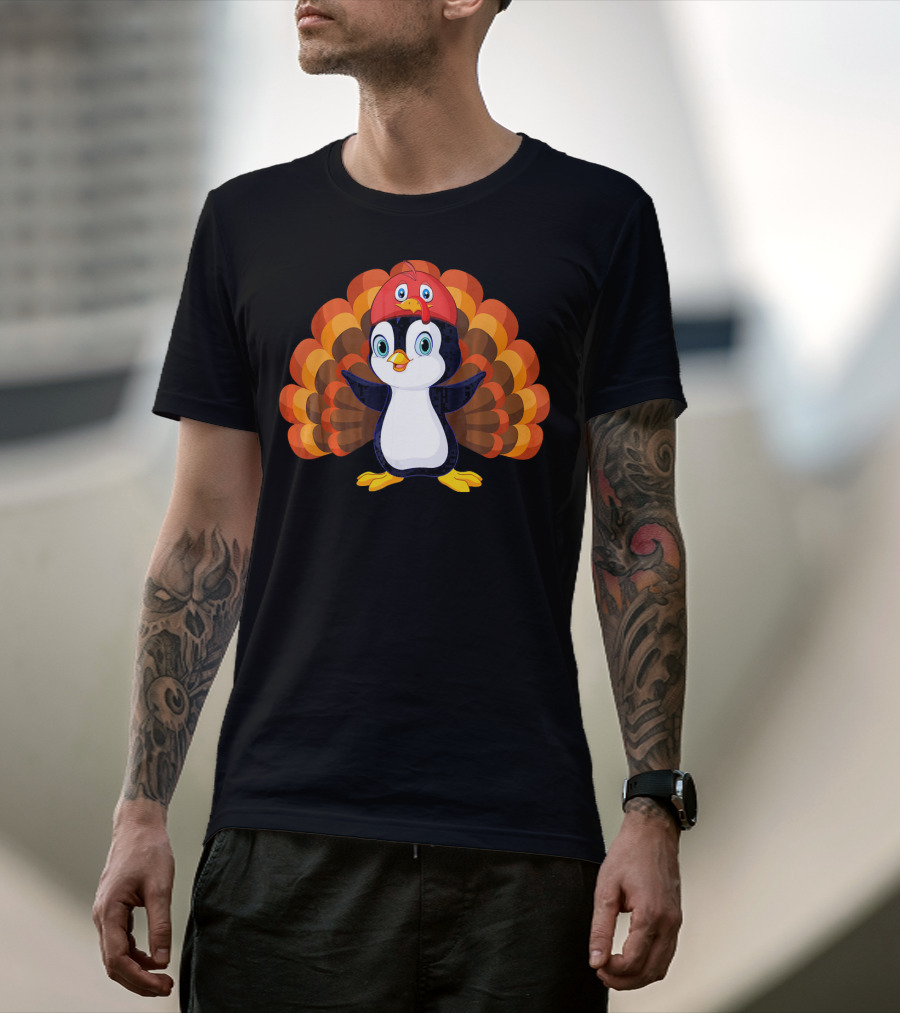 Turkey Penguin Thanksgiving Hybrid Character T-Shirt