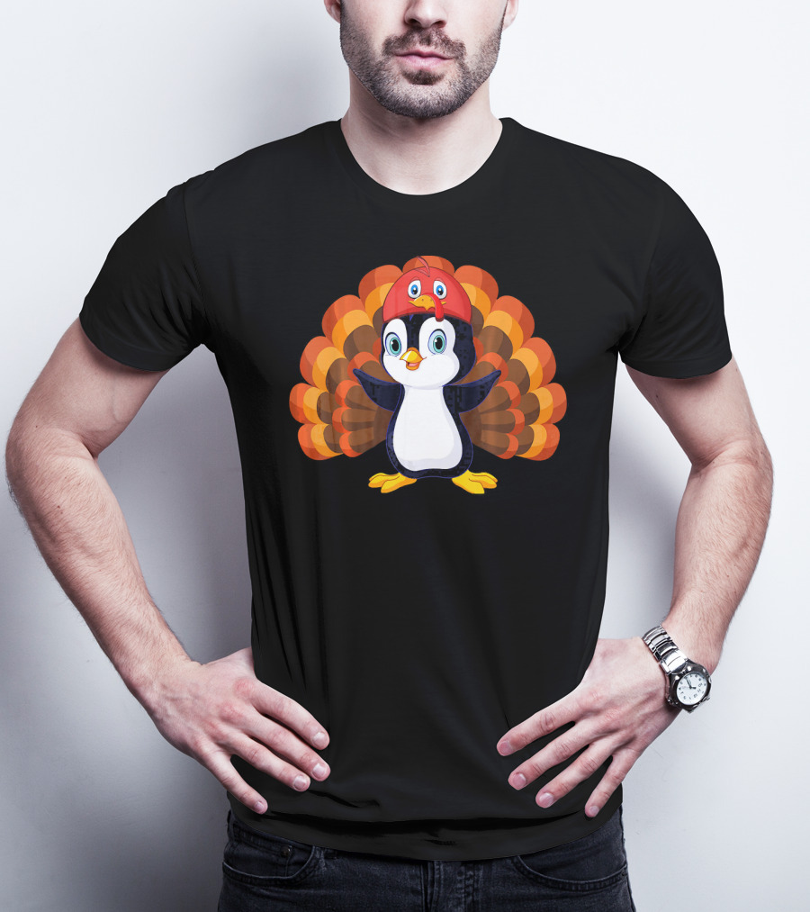 Turkey Penguin Thanksgiving Hybrid Character T-Shirt