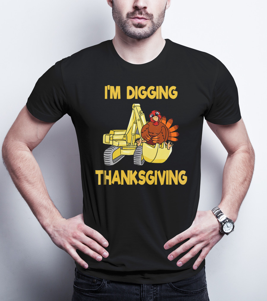 I'm Digging Thanksgiving Kids Excavator Turkey T-Shirt