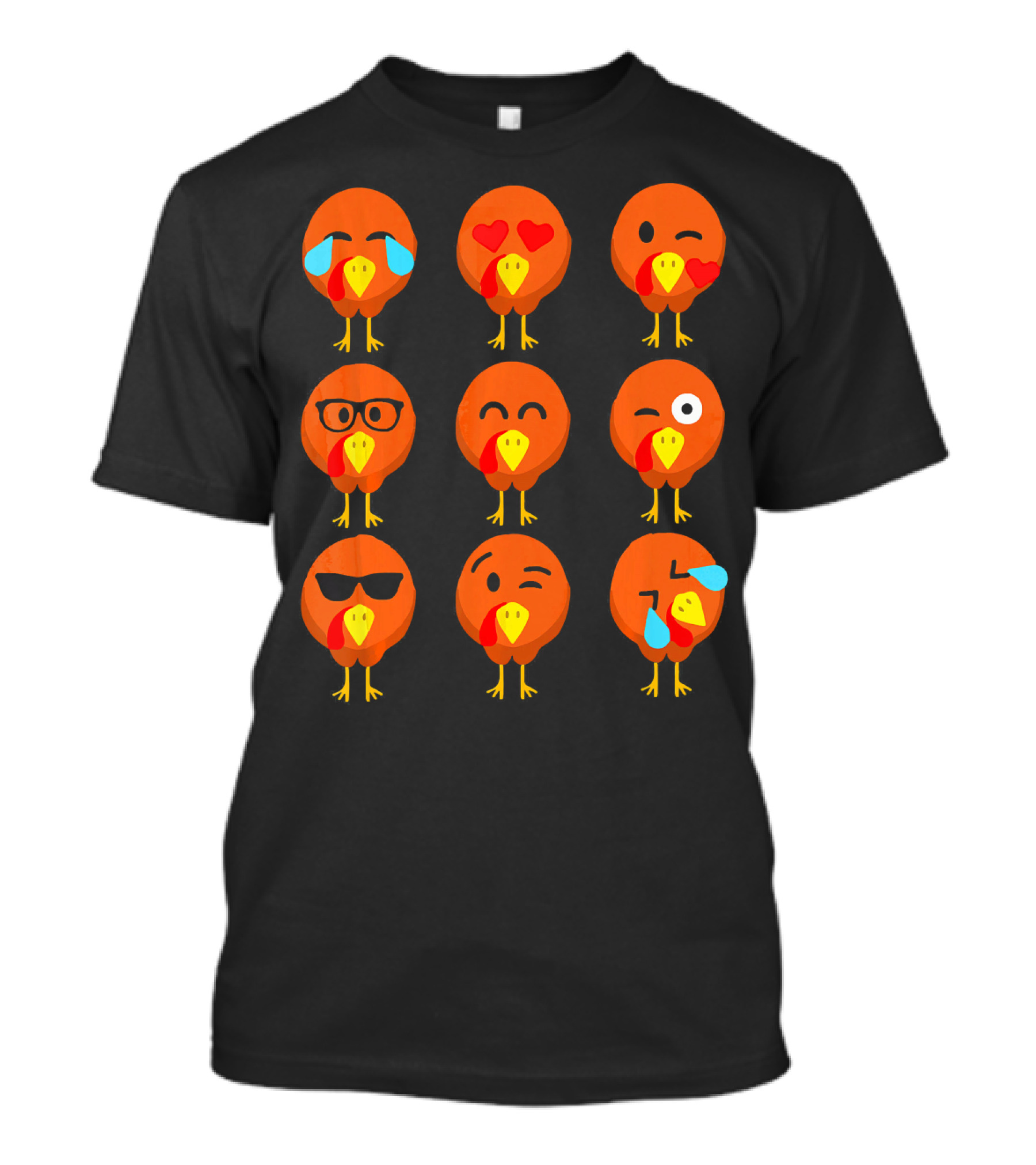 Thanksgiving Turkey Face Emojis With Funny Expressions T-Shirt