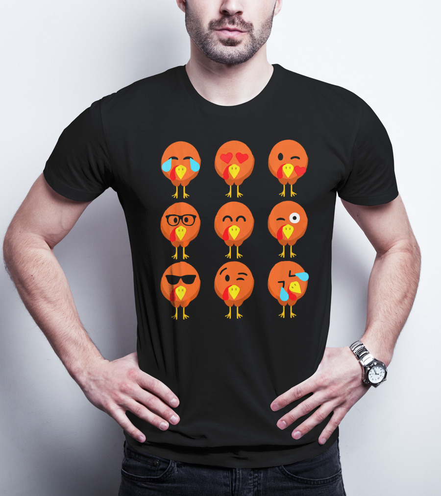 Thanksgiving Turkey Face Emojis With Funny Expressions T-Shirt