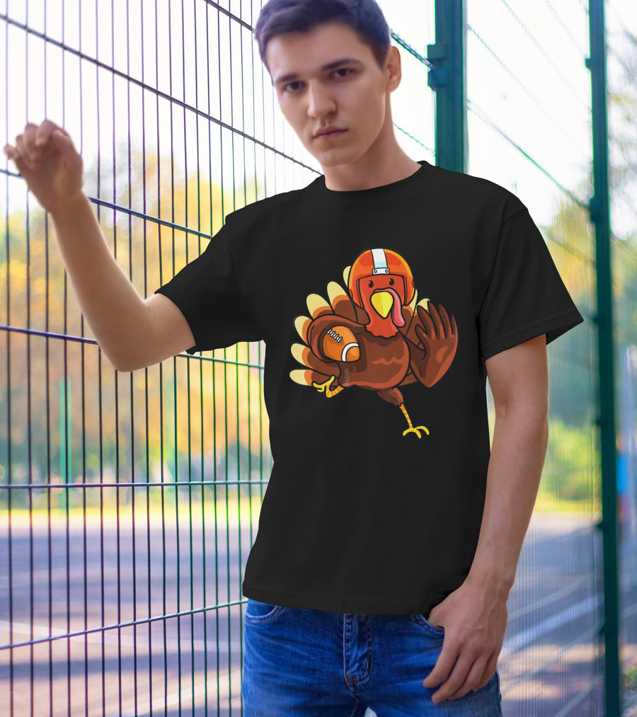 Thanksgiving Turkey In Football Gear Cute Football T-Shirt